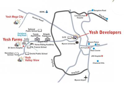 Yesh Farms C BLock Location Map Gohalli, Mysore