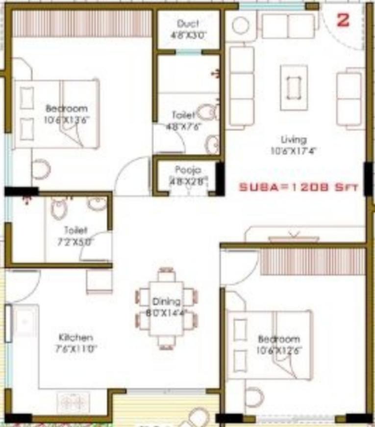 Ikya Sai Kuteera Appartment Floor Plan Kanakapura, Bangalore