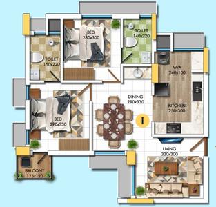 DD Green Village Floor Plan Kakkanad, Kochi