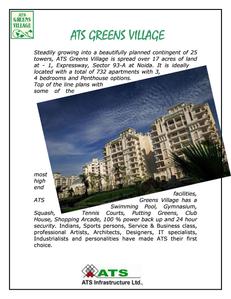 ATS Greens Village in Sector 93A, Noida-Greater Noida Expressway ...